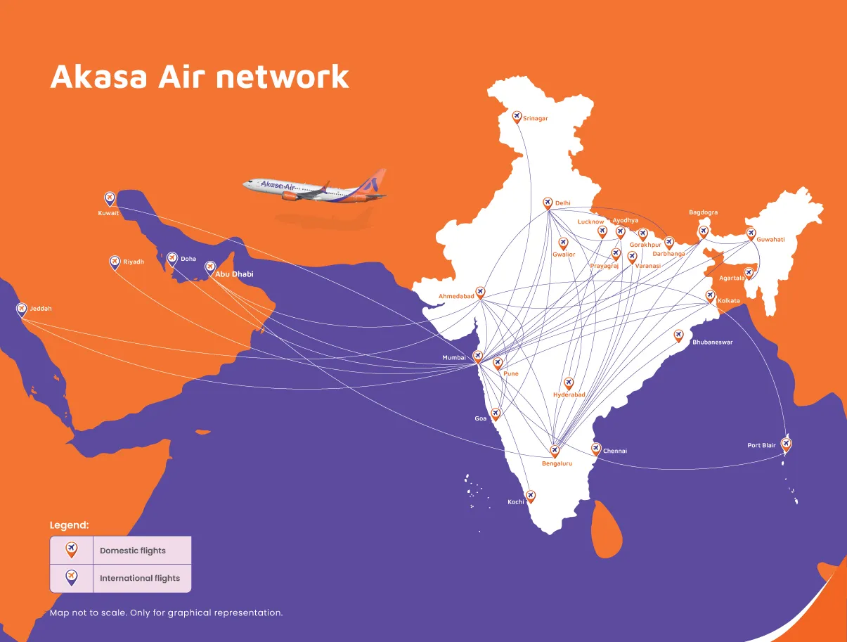 Akasa Air Flight Network | Akasa Air flight routes | Akasa Air